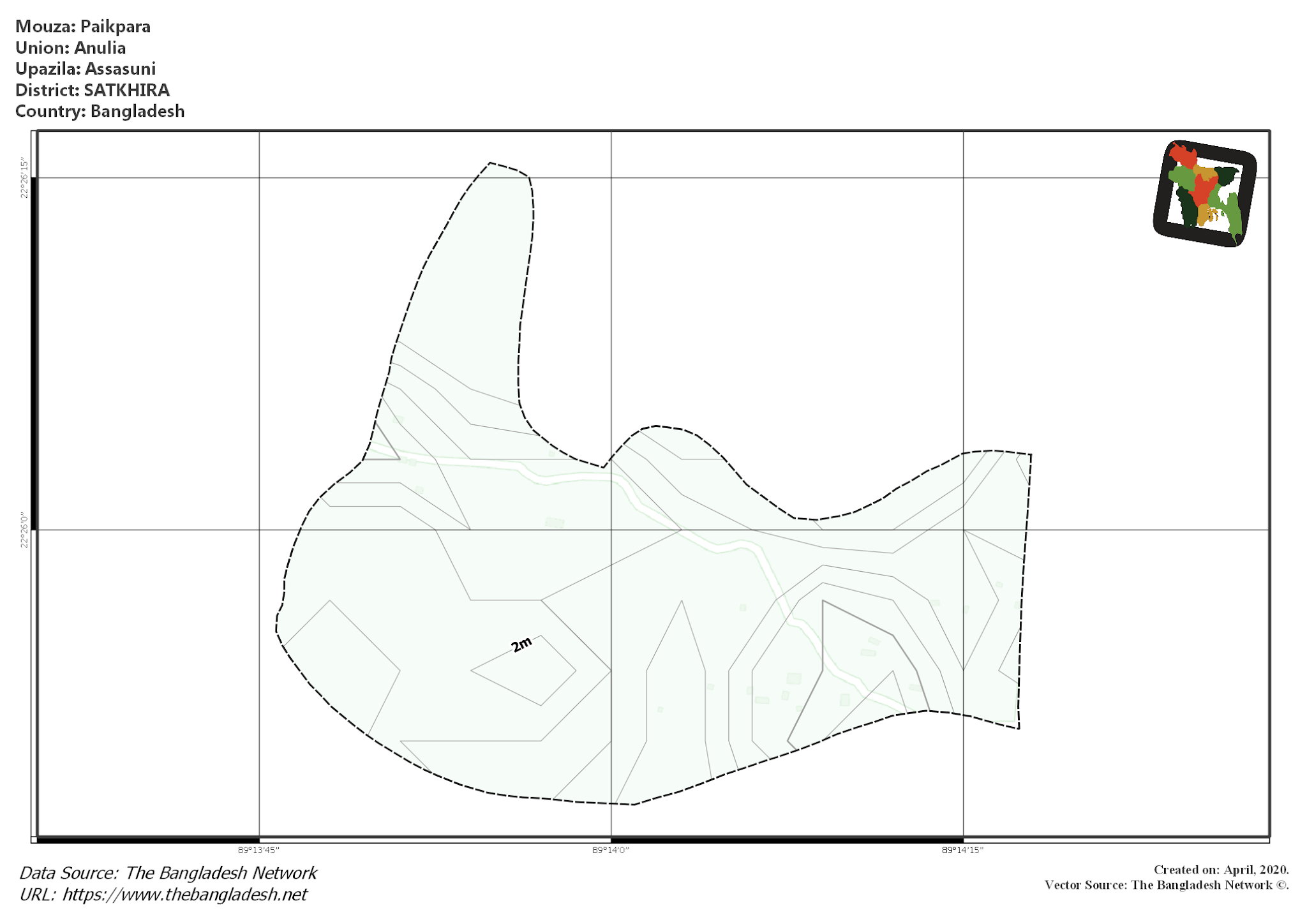 Map of Paikpara Mouza, Assasuni, Satkhira