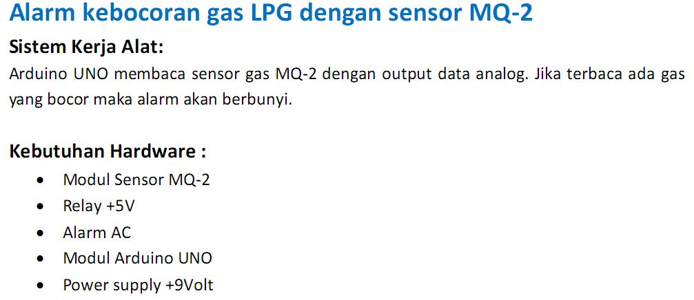 Proyek Arduino ke 18 - Alarm kebocoran gas LPG dengan sensor MQ-2 ...