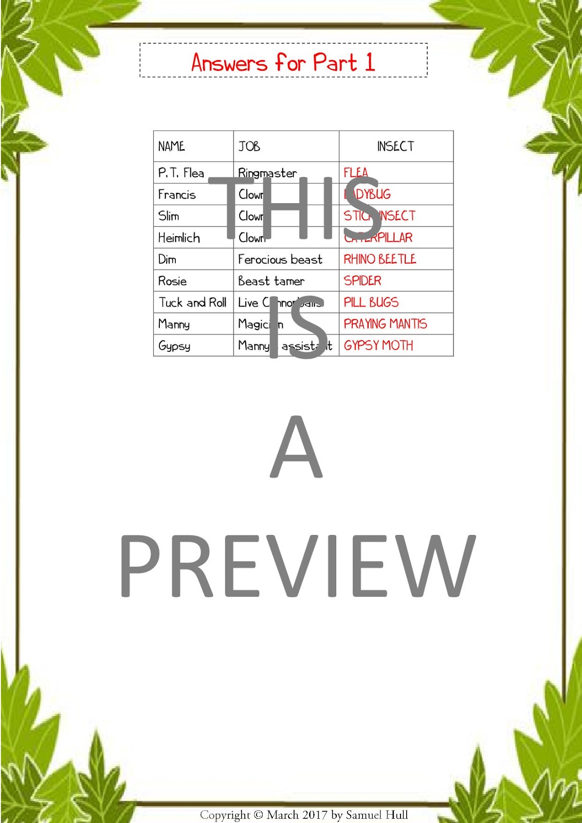 A Bug's Life (1998) - Movie Comprehension Questions + Activities ...