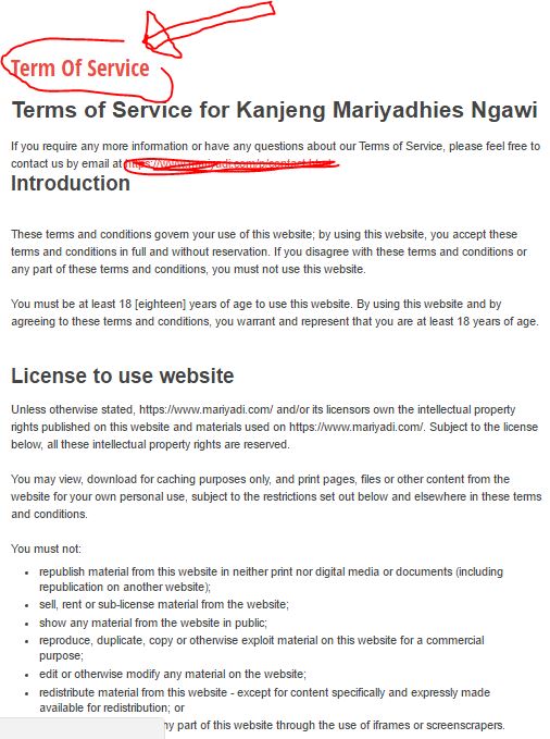 Membuat Terms of Service (TOS) Blog dengan situs Generator - Mariyadi.com