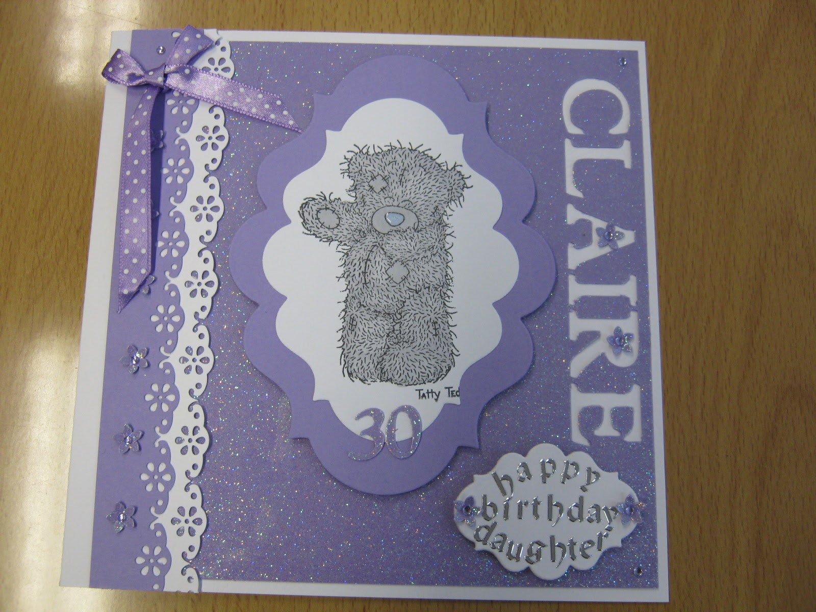 Cuddles Cards: Tatty Teddy Glitz and Flowers