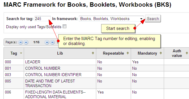 Koha Geek: Editing MARC Bibliographic framework