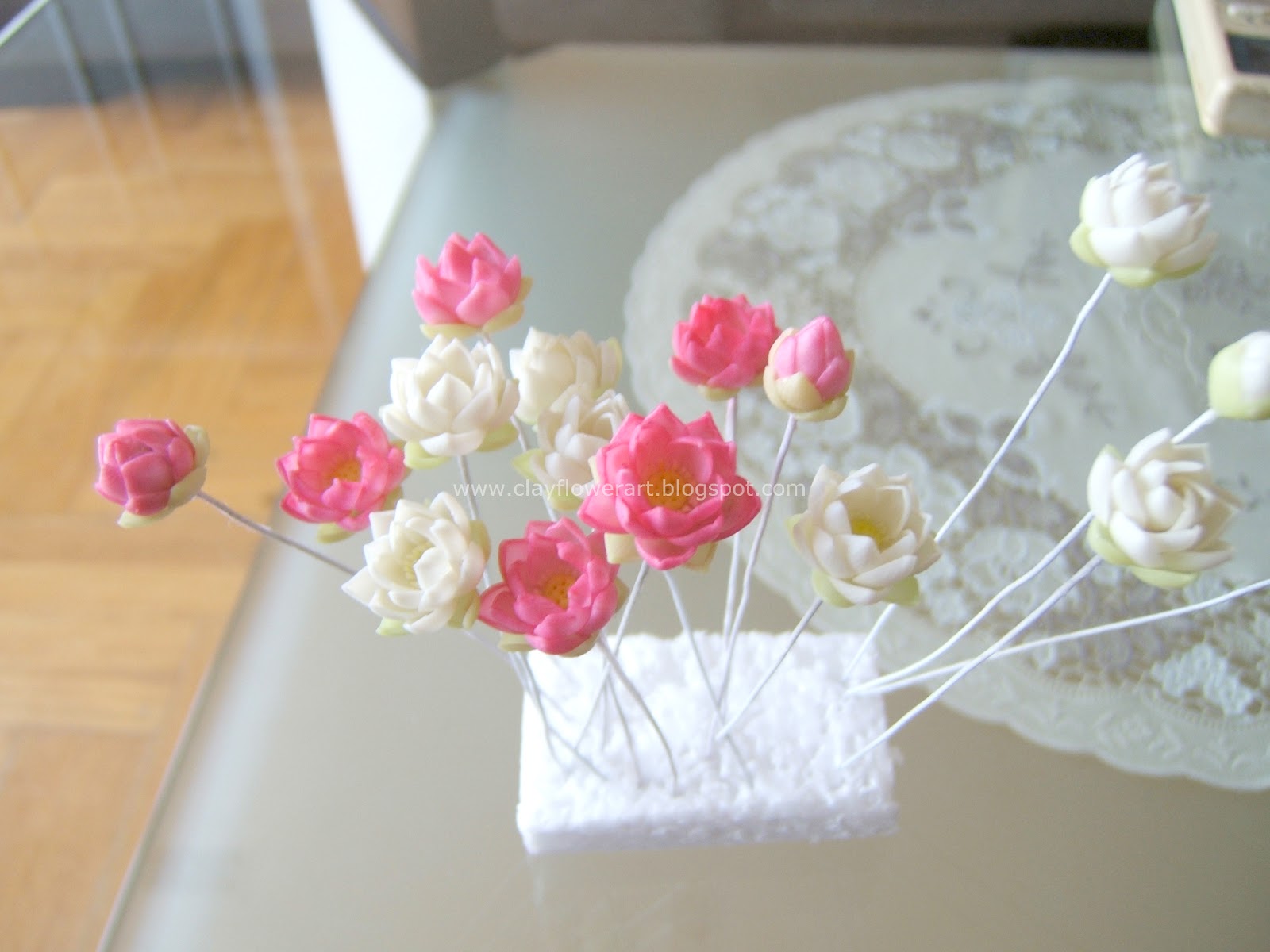 Thai Clay Flowers - Miniature Lotus - Clay Flower Art