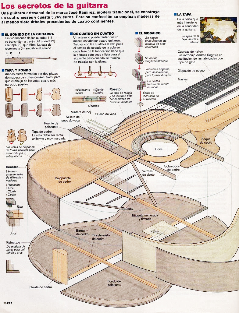 Cithara hispanica : Dimensiones y partes de la guitarra