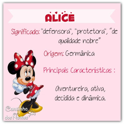 Cantinho dos Nomes: Significado do Nome Alice