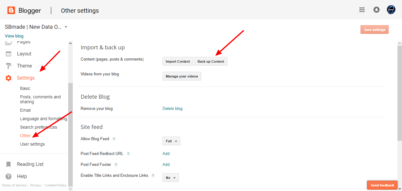 How to Backup and Import Blogger Blog Content | SBmade | New Data Of ...