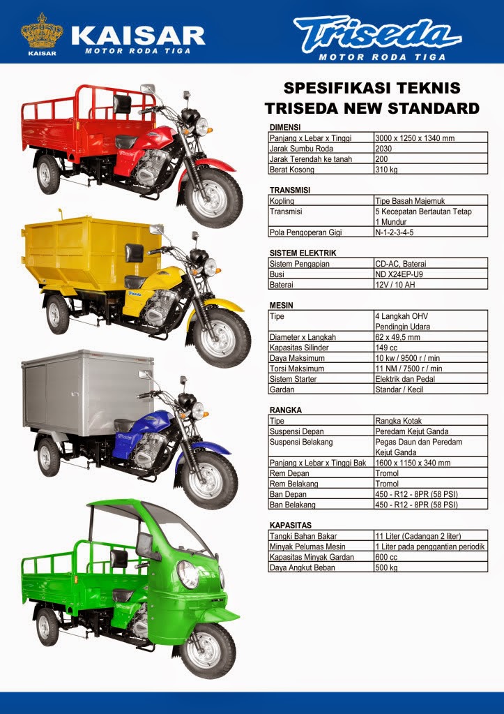 kaisar motor tiga roda, motor tiga roda bak sampah, triseda bak standar ...