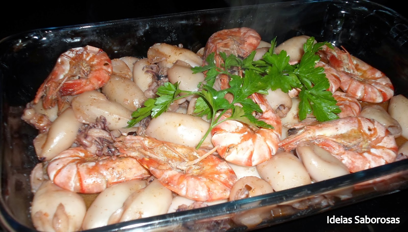 Ideias Saborosas: Lulas à Algarvia com Camarão