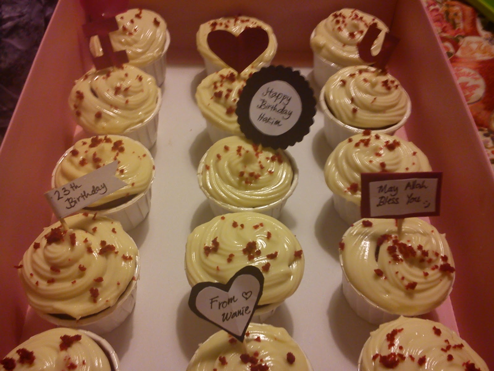 talk a lot: Hakim's 23rd Birthday. Red Velvet Cupcakes by me. :)