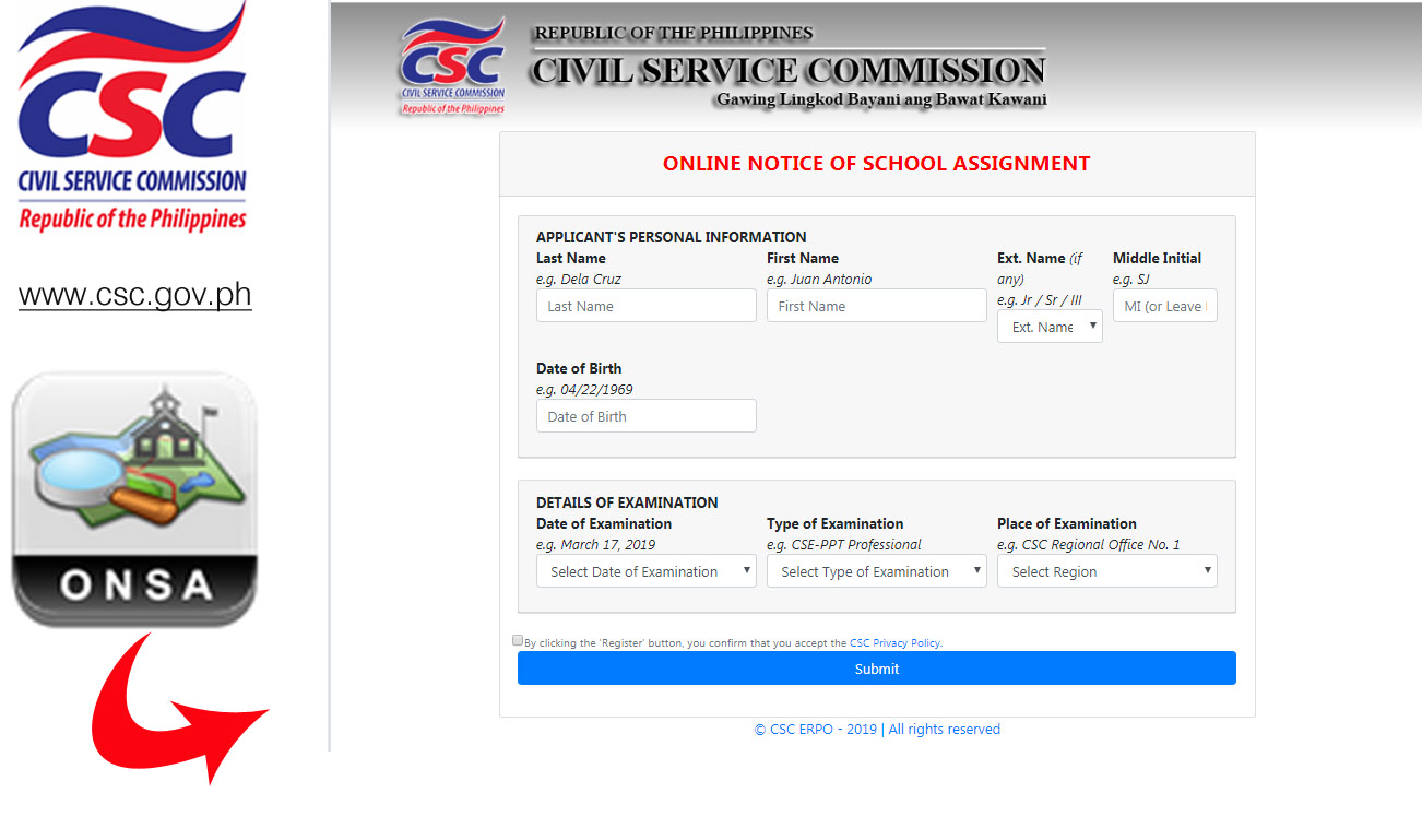 Civil Service Exam PH: Online Notice of School Assignment (ONSA) for ...