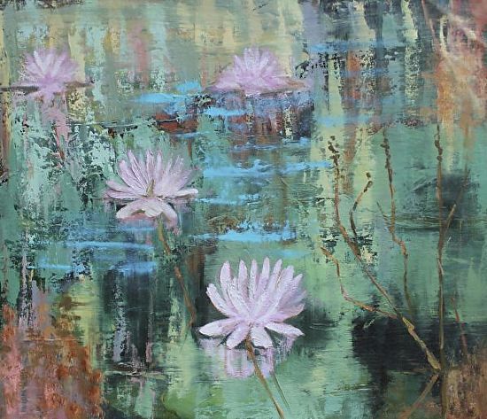 Daily Painters Abstract Gallery: Landscape Oil Painting "Lily Pond III ...