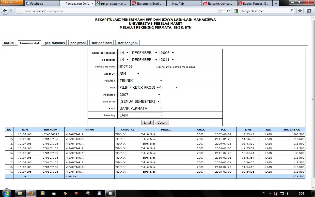 Contoh Isian Rekapitulasi Pembayaran SPP - Goresan Tinta Seorang Manusia