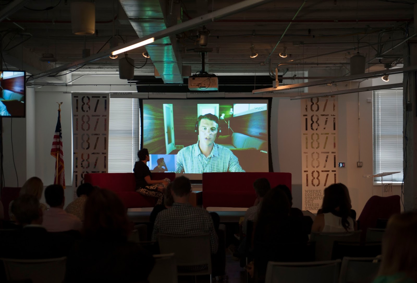 Hindsight : Grubhub CEO Matt Maloney skypes in to Pandoland 1871 Event