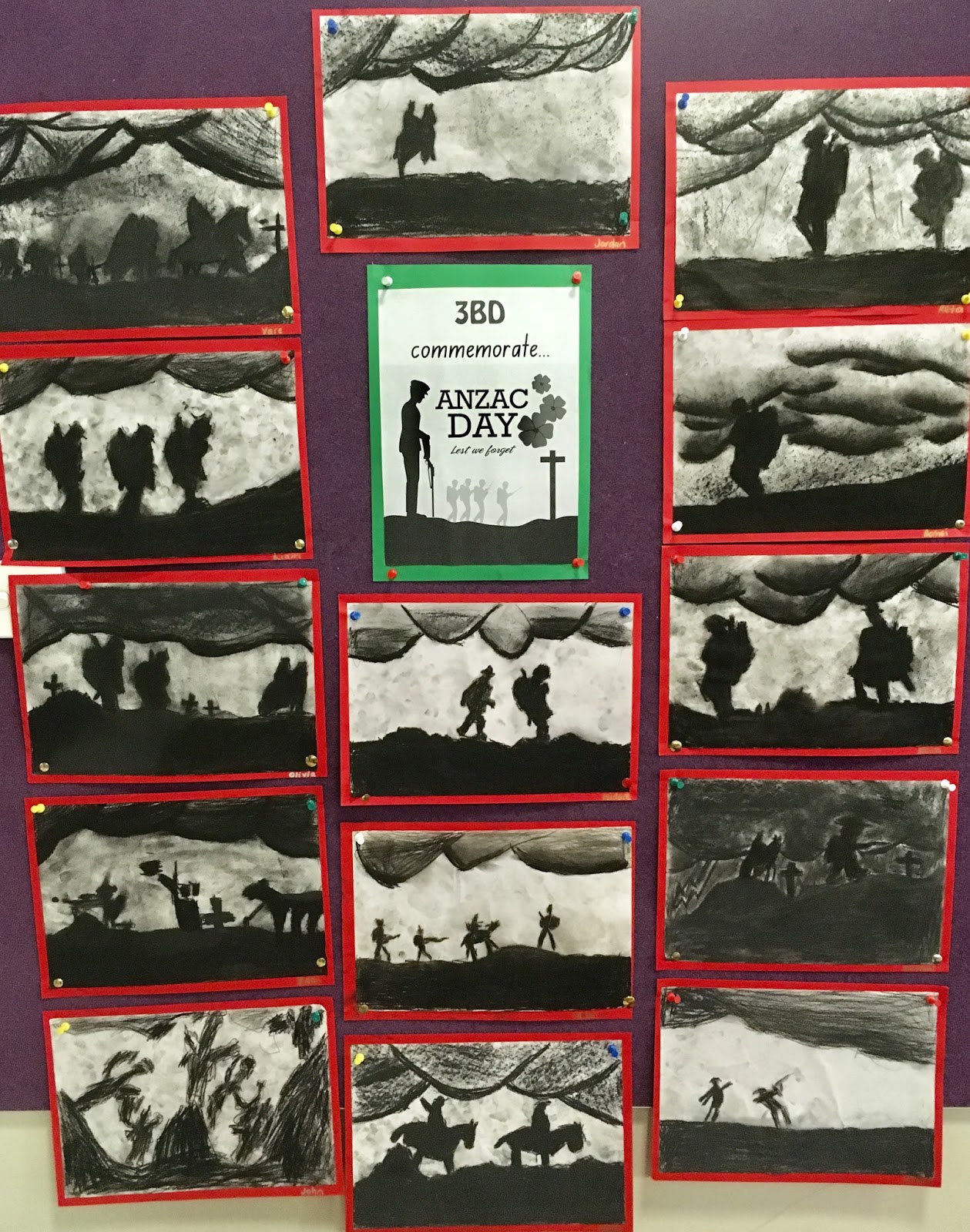 Art with Mrs Baker: ANZAC DAY WW1 Trench Silhouette Charcoal Drawings