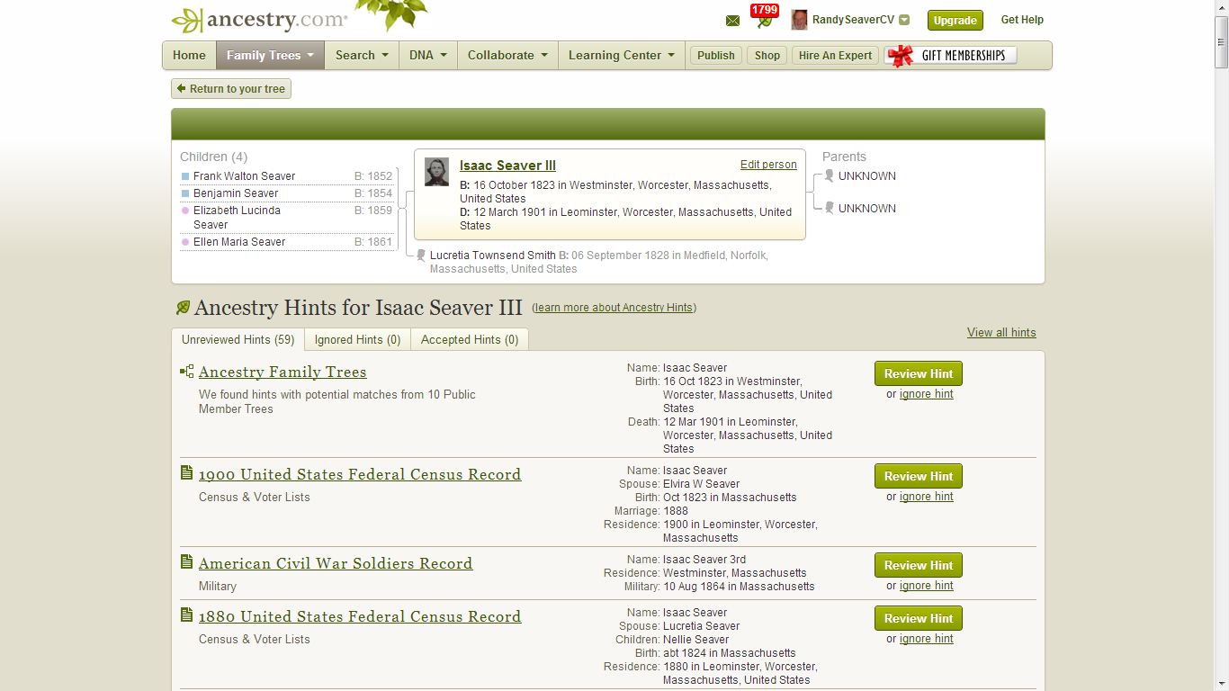 Genea-Musings: Ancestry Member Tree Hints and Images