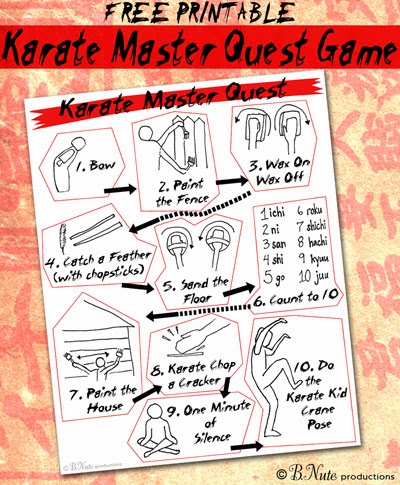bnute productions: Free Printable Karate Party Game: Karate Master Quest