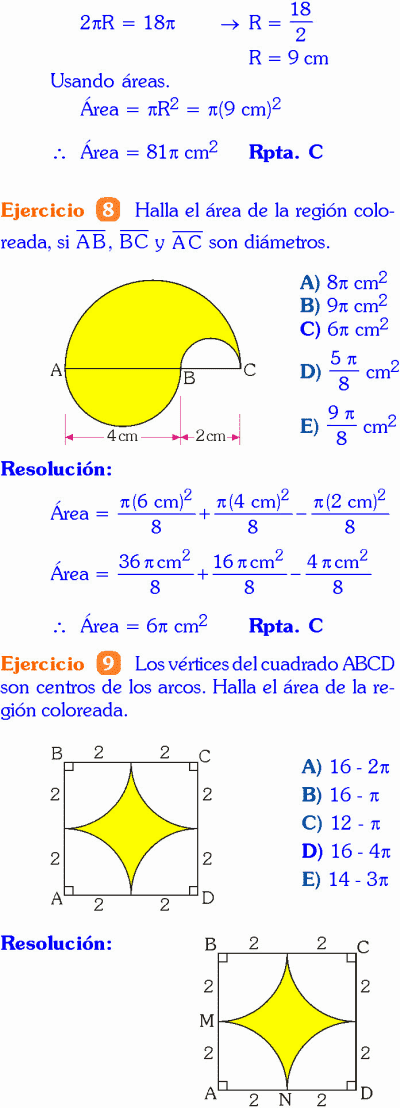 AREA DEL CIRCULO FORMULA EJEMPLOS Y EJERCICIOS RESUELTOS