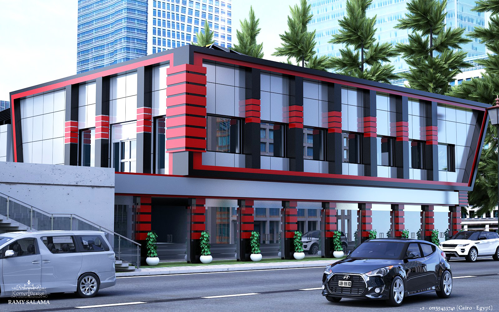 Corner Design: Sports Center - Exterior Design ,,, Ramy Salama