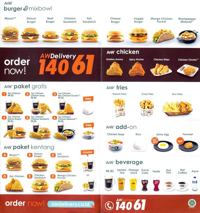 Harga Menu Paket A&W Delivery Terbaru 2017