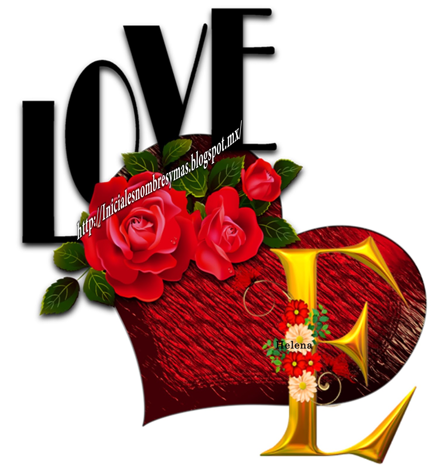 Iniciales Nombres y Más: Corazón rojo con iniciales "A" a la "Z"