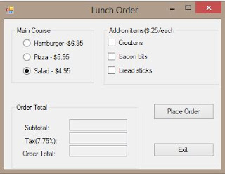 Sleepy Code: C#2012 :Lunch Order Billing Menu