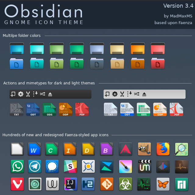 Obsidian Icon Theme para a sua distro Linux
