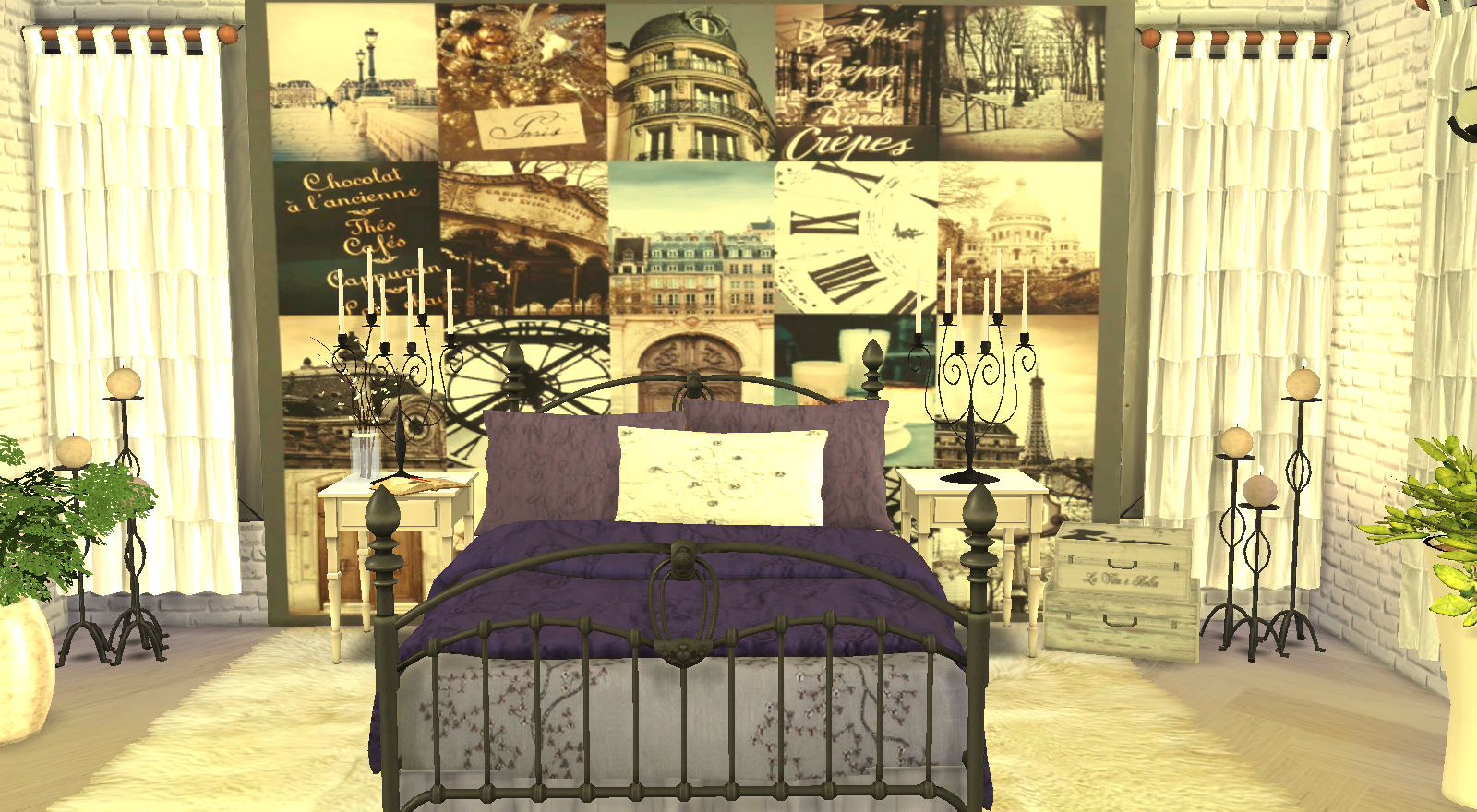 My little The Sims 3 World: Wall Mural&Bed Blankets+Pillows