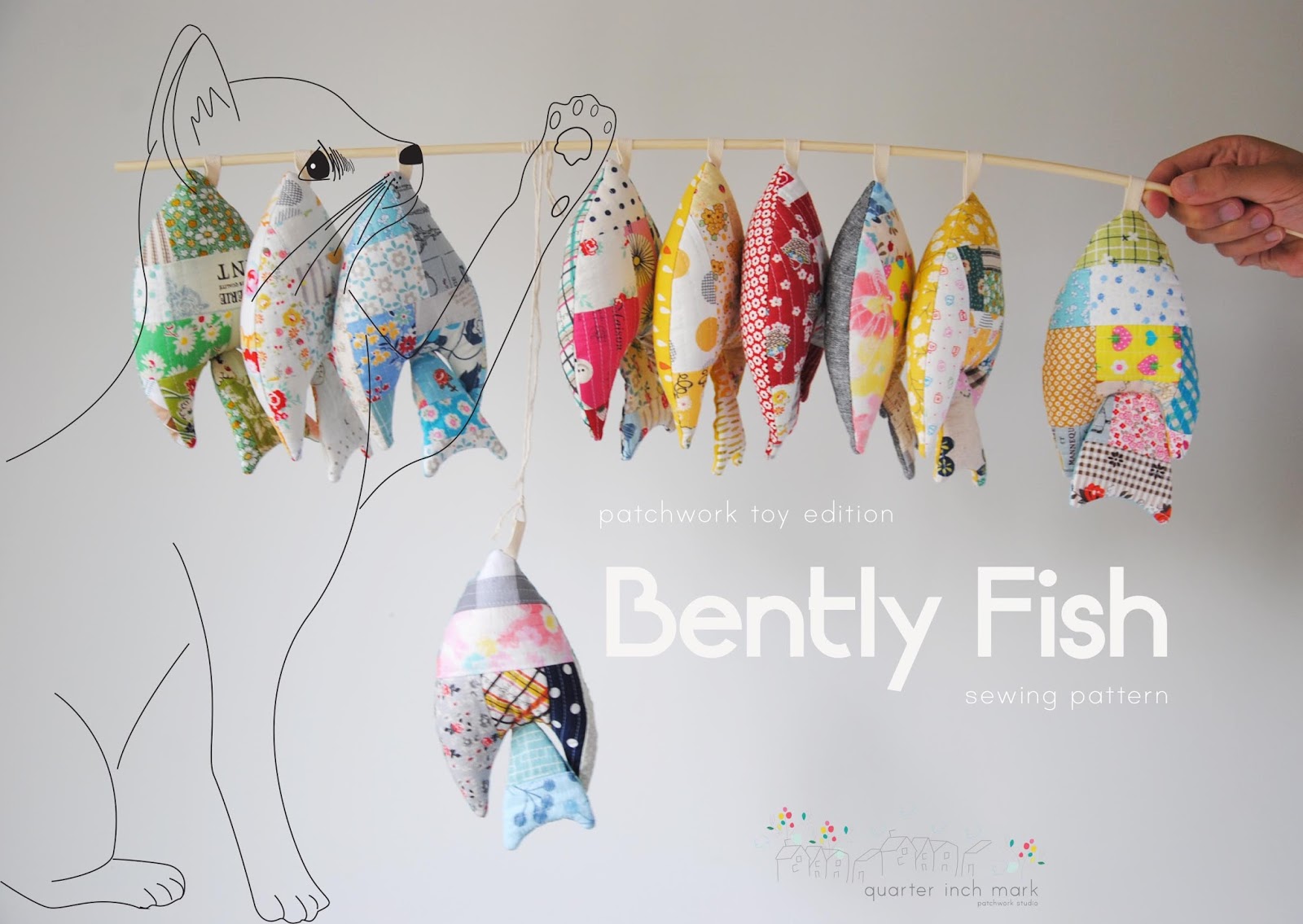 1/4" mark: Bently Fish Patchwork Sewing Pattern