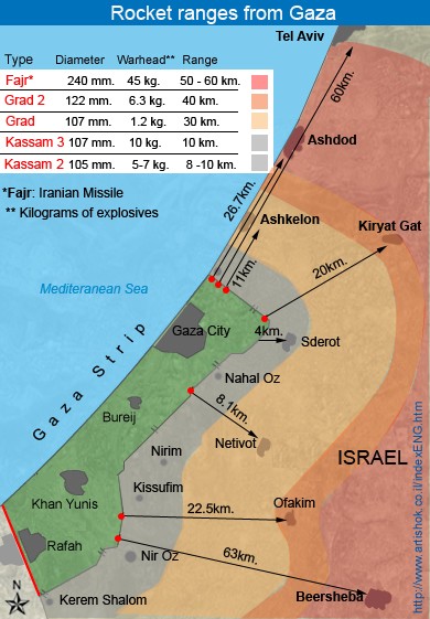 Israel Matzav: Very clear Gaza rocket map