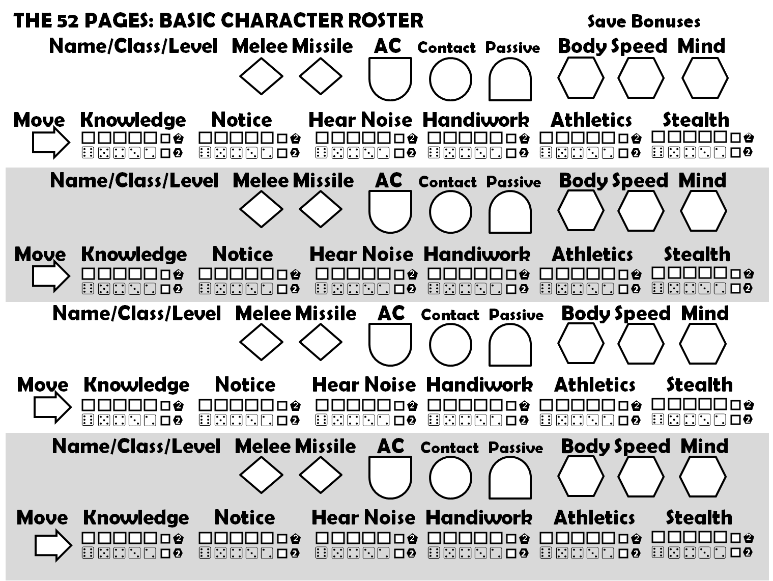 Roles, Rules, and Rolls: One-Nerd Character Sheets