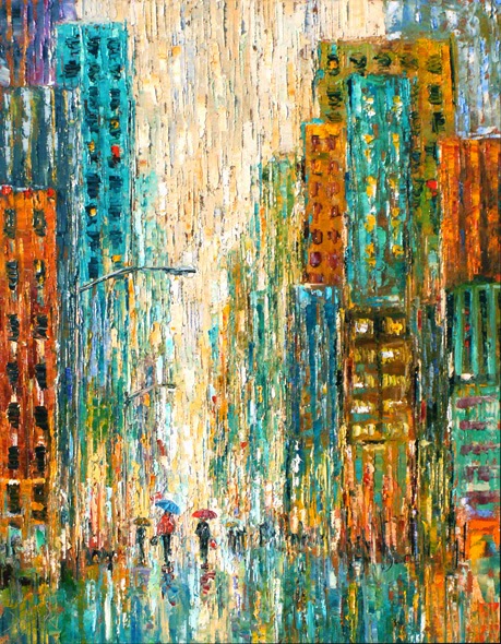 Daily Painters Abstract Gallery: "Shopping Bags" Cityscape Art ...