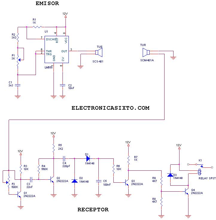 ELECTRONICA SIXTO: CIRCUITO EMISOR-RECEPTOR POR ULTRA SONIDO