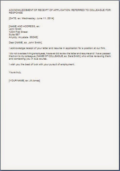 Job Application Acknowledgement Letter