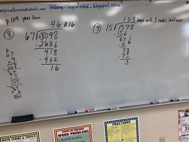 Mrs. Negron 6th Grade Math Class: Lesson 5.1 Dividing Whole Numbers