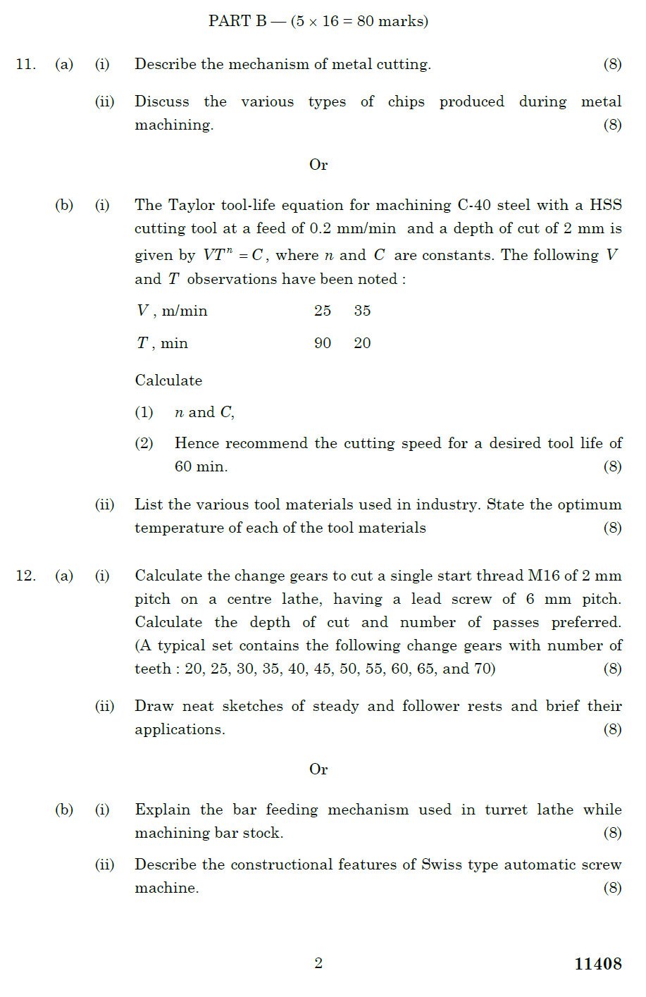 Manufacturing Technology II Anna University B.E Mechanical 04th ...