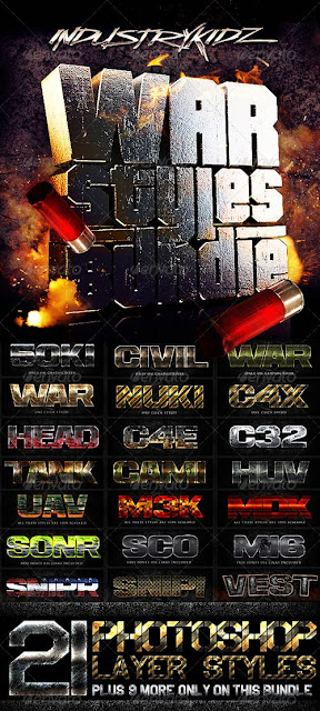 Quality Graphic Resources: GraphicRiver War Photoshop Layer Styles Bundle