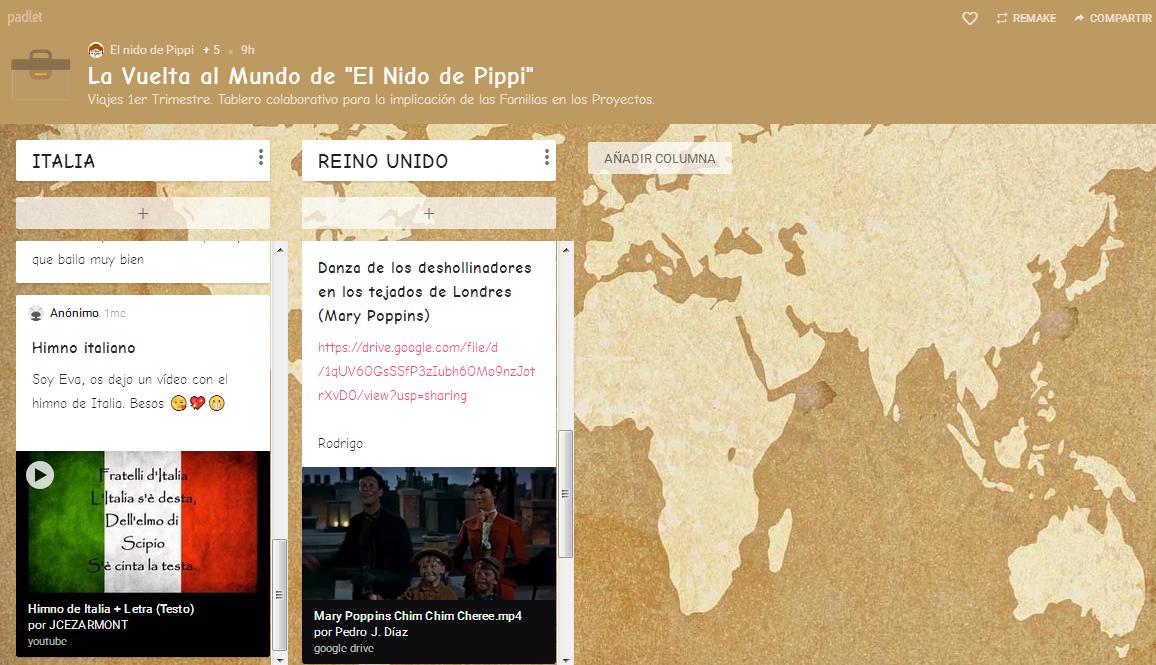 El nido de Pippi : Uso de PADLET con las familias