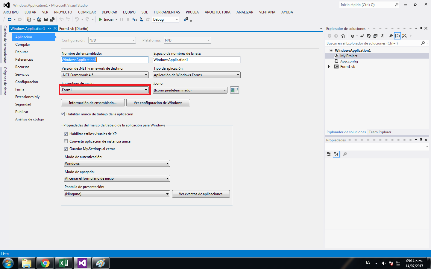 elegir que formulario se inicia en visual basic(visual studio 2015 ...