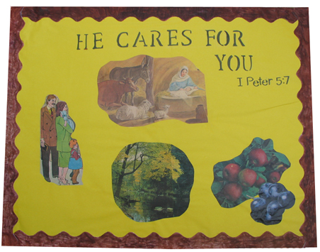 "He Cares For You" Sunday School Bulletin Board | Art Education Daily