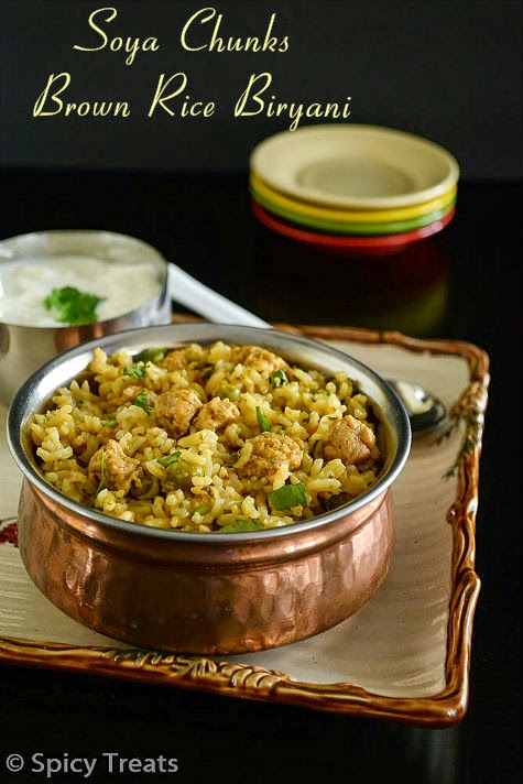 Spicy Treats: Soya Chunks Brown Rice Biryani / Soya Chunks Biryani ...