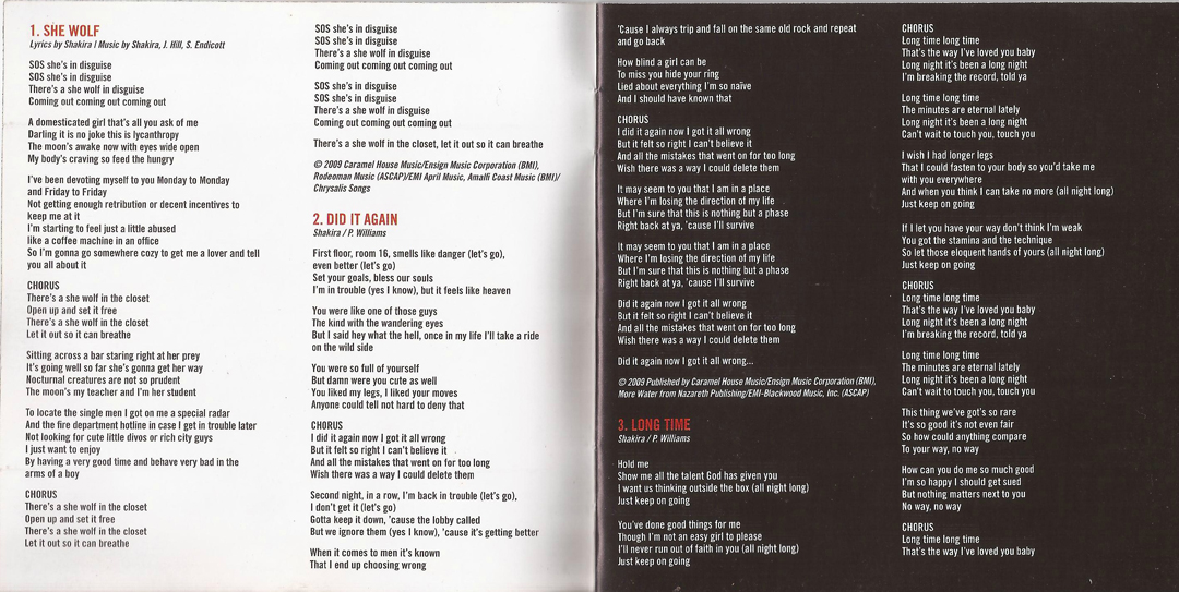 Encarte: Shakira - She Wolf (Deluxe Edition) - Encartes Pop