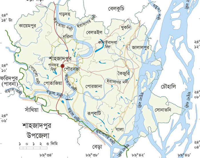 Sirajganj District: map Sirajganj upojela
