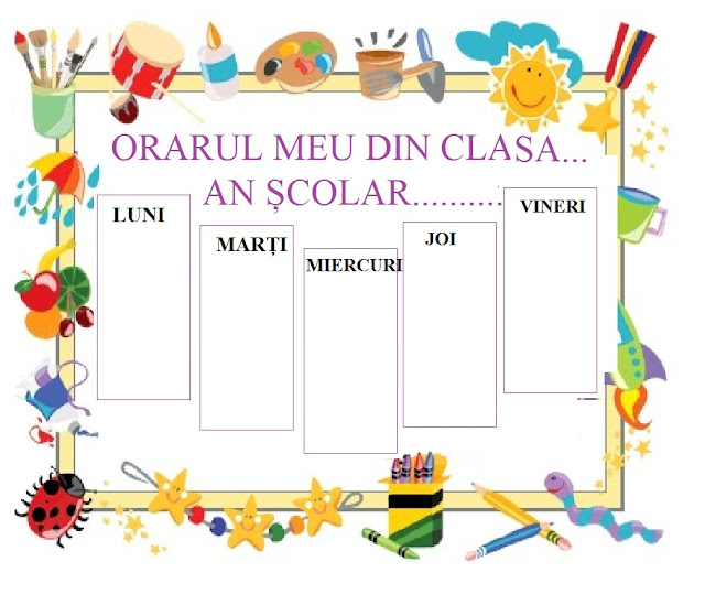 Lumea lui Scolarel...: Model orar școlar
