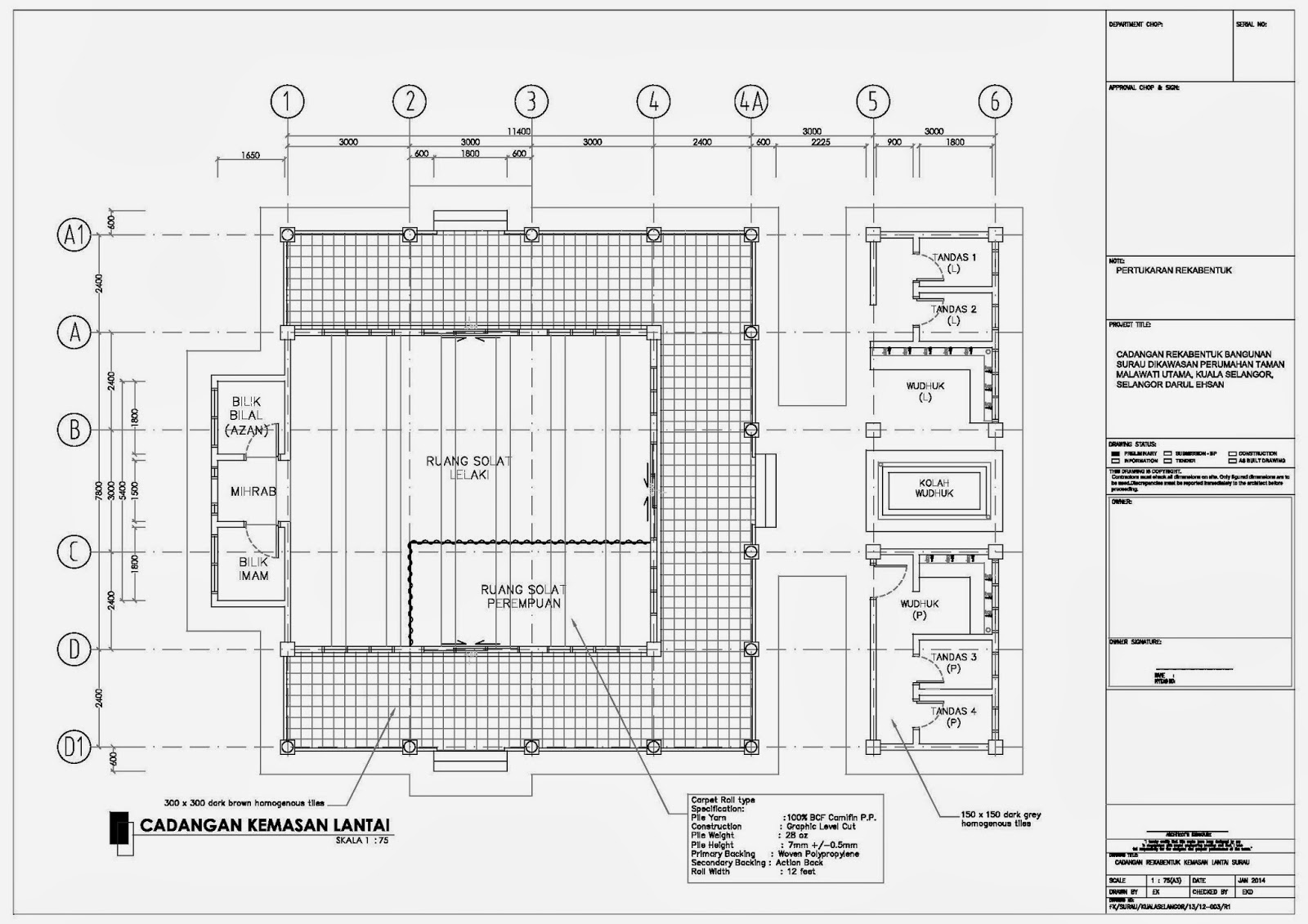 SURAU TAMAN MALAWATI UTAMA: Pelan tapak surau