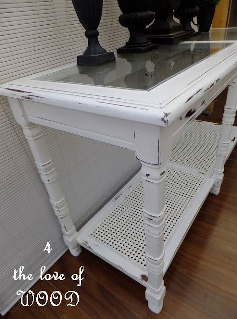 4 the love of wood: CANE CONSOLE TABLE MAKEOVER - painted distressed white