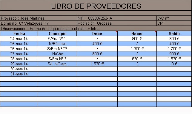 Medina: LIBRO PROVEEDORES