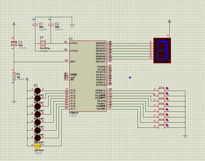 MENGHIDUPKA 7 SEGMEN DAN LED DENGAN IC AT89C51 ~ BLOG EKO WAHYUDI