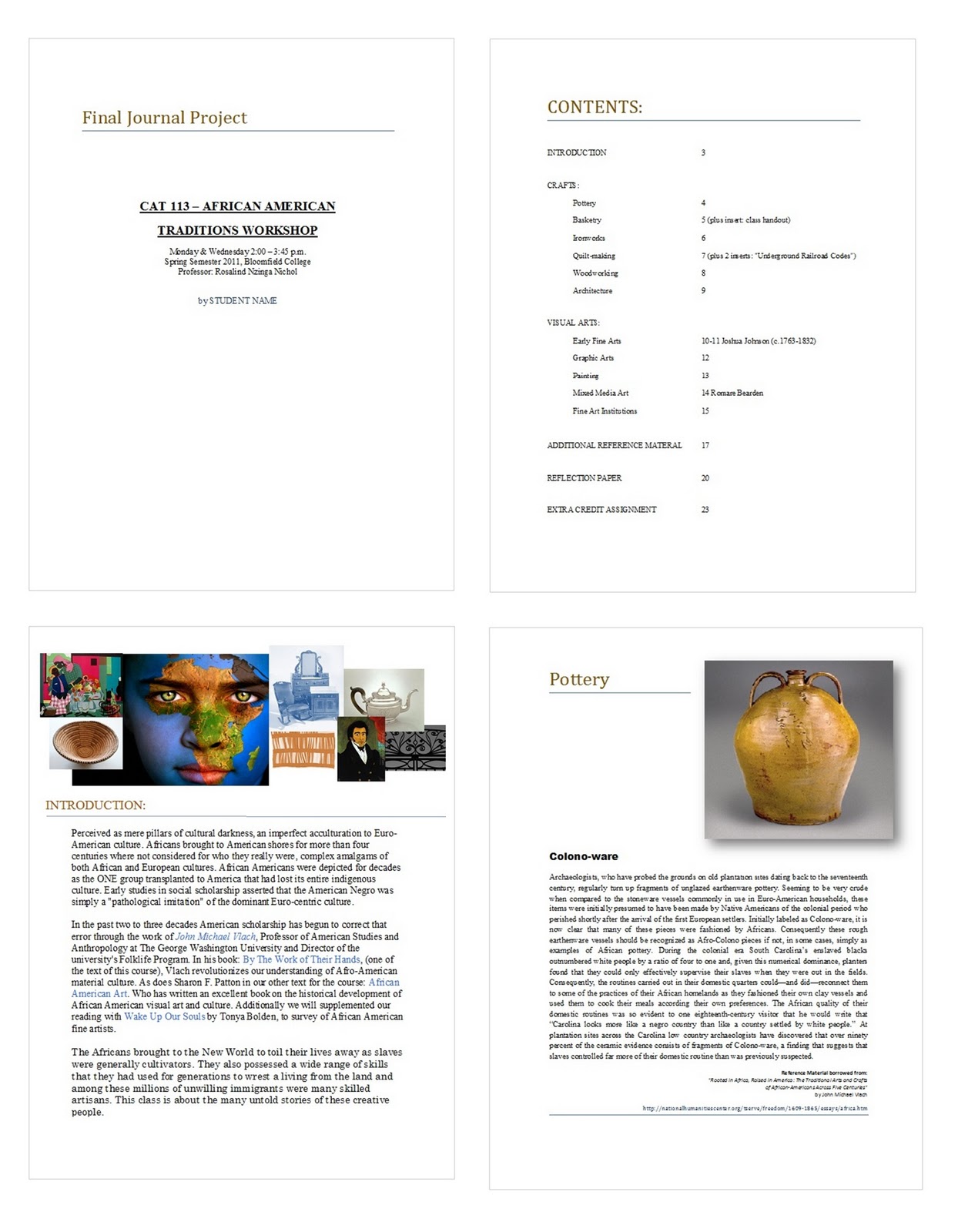 African American Traditions: FINAL PROJECT SAMPLE PAGES