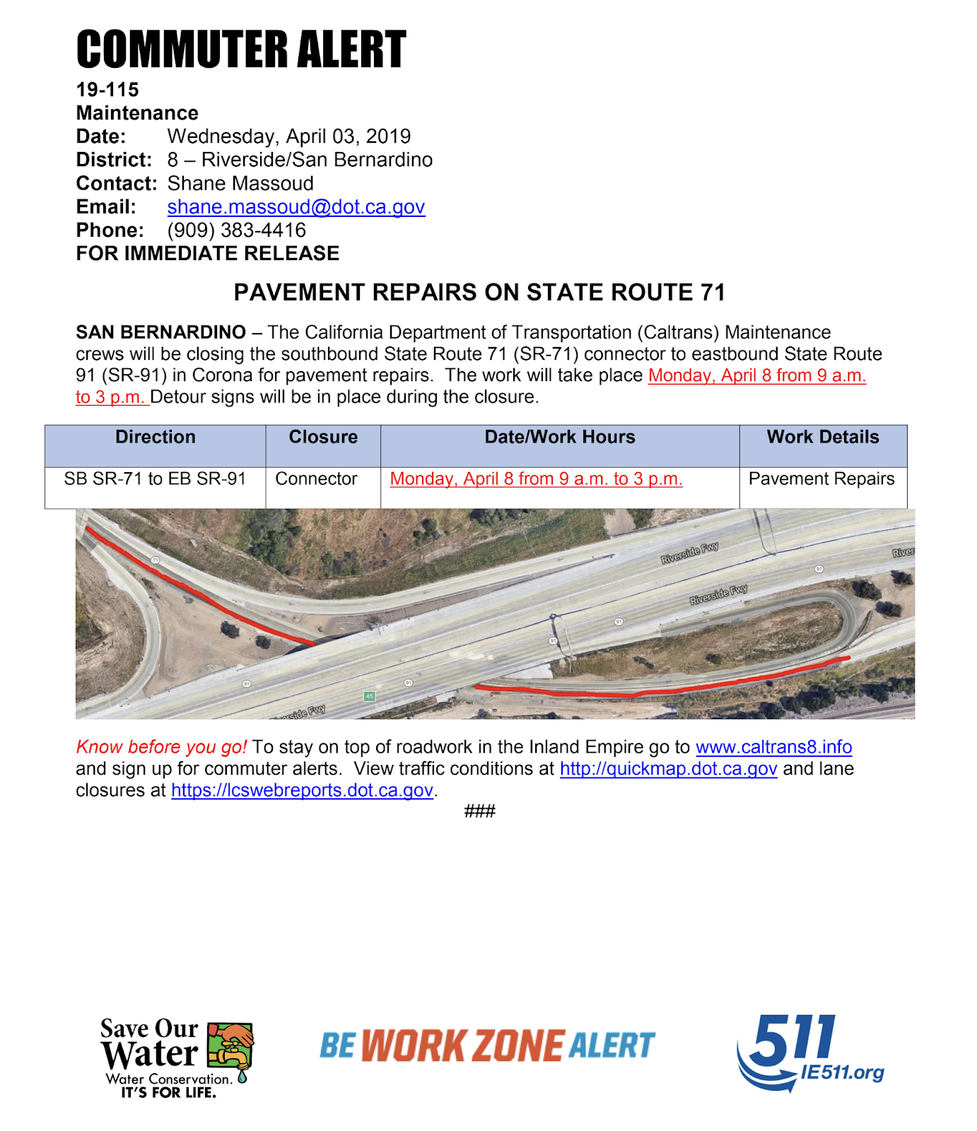 Upcoming Scheduled Roadwork & Closures By CalTrans