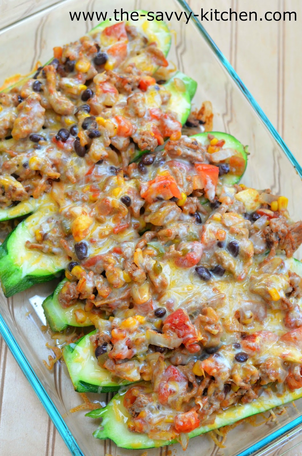 The Savvy Kitchen: Turkey Santa Fe Stuffed Zucchini Boats